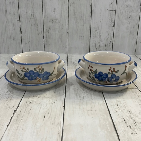 Kitchen | Set Of 2 Ceramic Soup Bowls With Matching Saucers | Poshmark